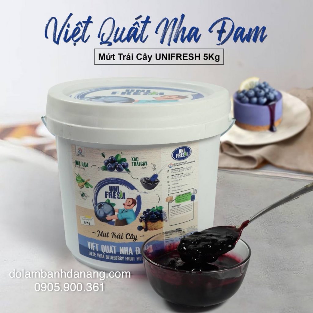 Mứt việt quất nha đam UniFresh thùng 5kg - Làm Bánh Không Khó