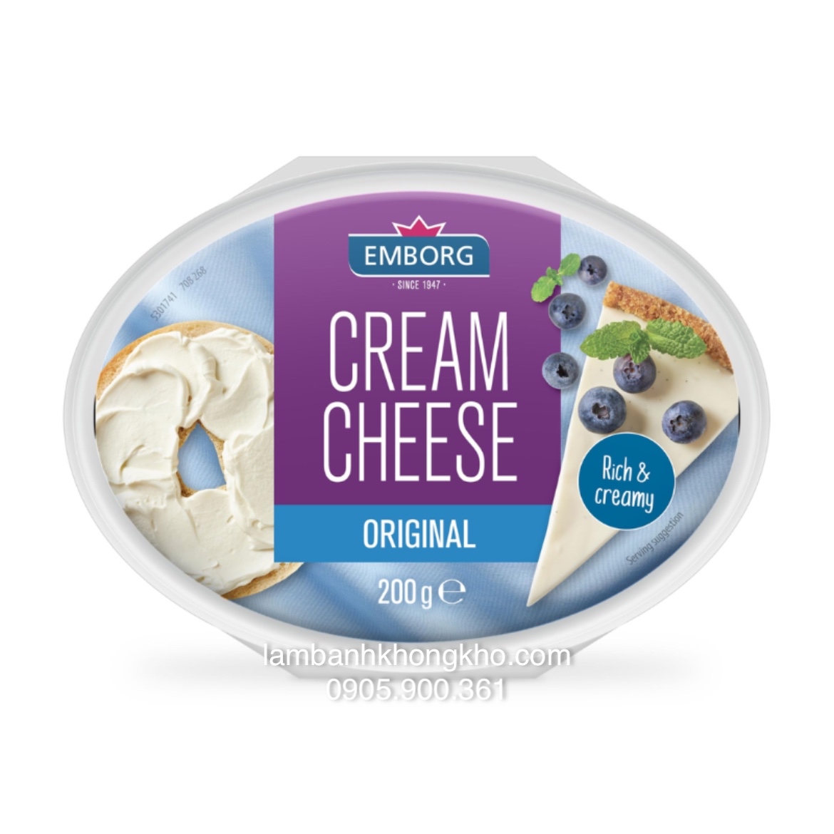 Cream cheese Emborg hộp 200gr - Làm Bánh Không Khó